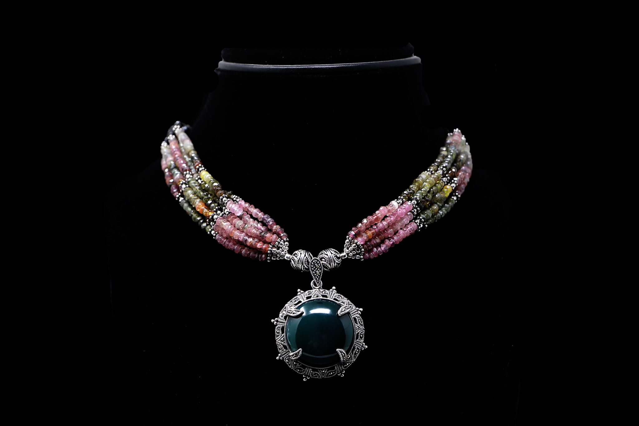82 Grm Multi Stone Torque Sterling Silver Necklace – Maharaja Arts Palace
